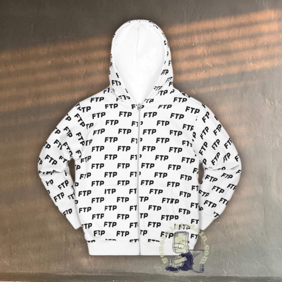 FTP | Jackets & Coats | Ftp Reversible Logo Hoodie In White Black Logo ...